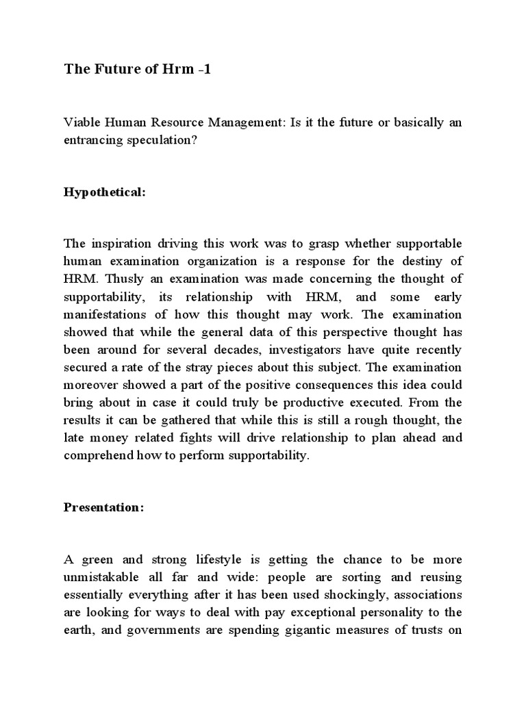The Future of HRM - 1: Hypothetical | PDF | Economies | Business