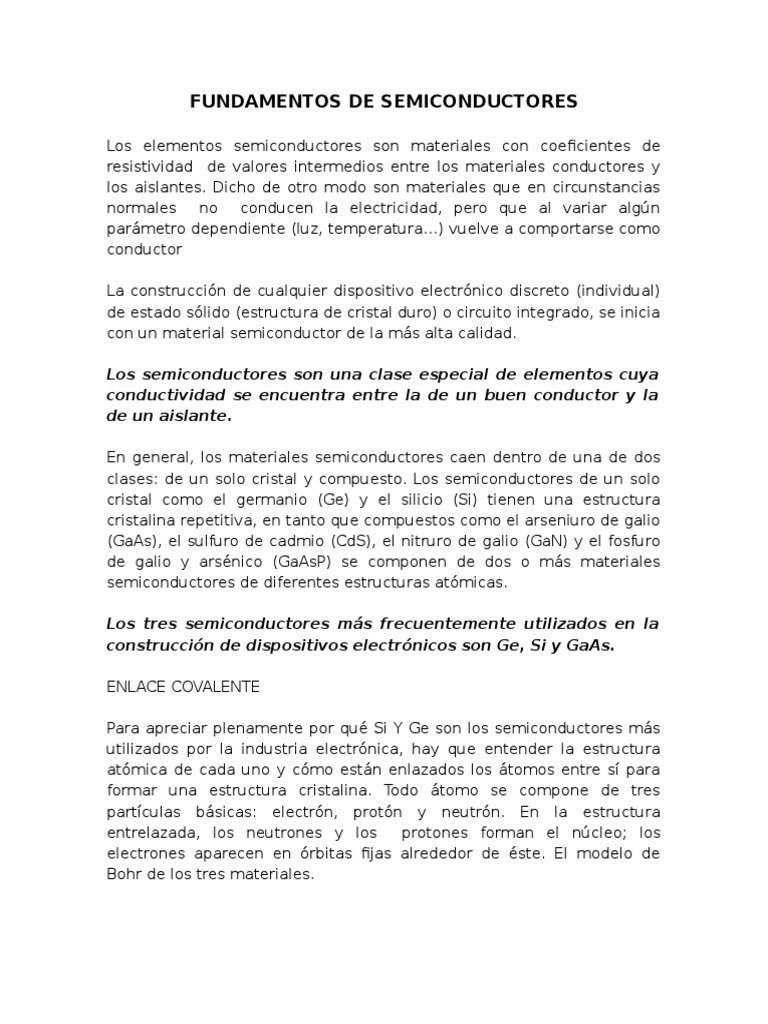 Fundamentos de Semiconductores | PDF | Semiconductores | Electrón