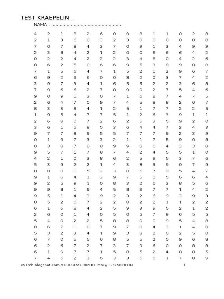 Test de Kraepelin : Guide et Exemples | PDF | Technologie et ingénierie