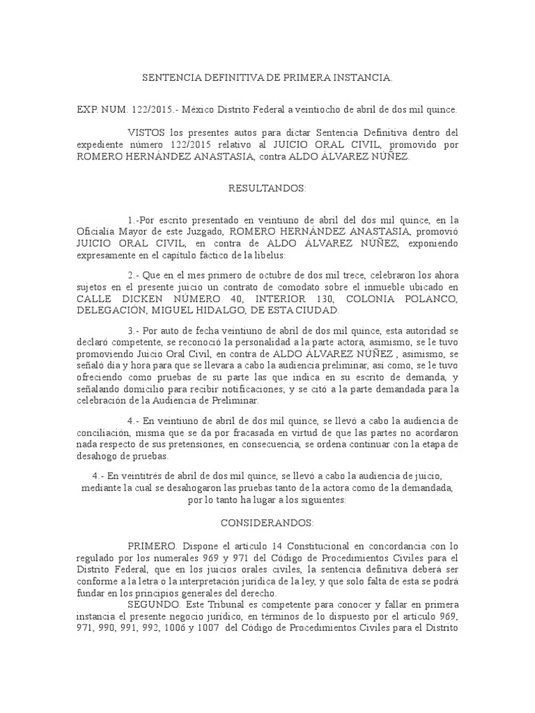 Sentencia Definitiva de Primera Instancia | PDF | Ley constitucional ...