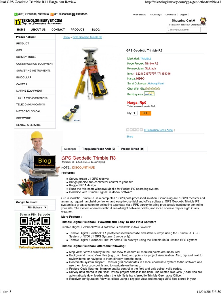 Jual GPS Geodetic Trimble R3 | PDF | Surveying | Information Science