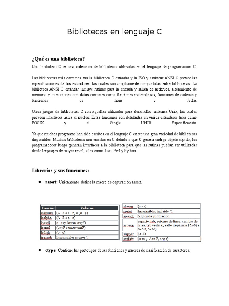 Bibliotecas en Lenguaje C | Lenguaje de programación | Arquitectura de ...