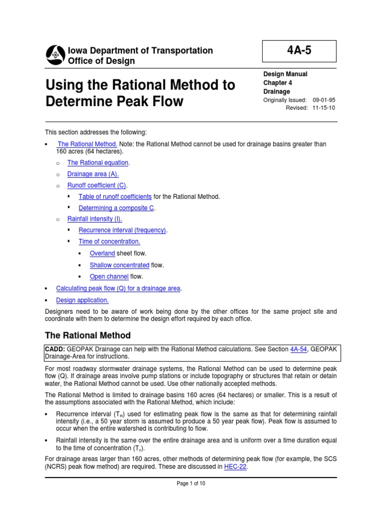 Using The Rational Method To Determine Peak Flow | PDF | Surface Runoff ...