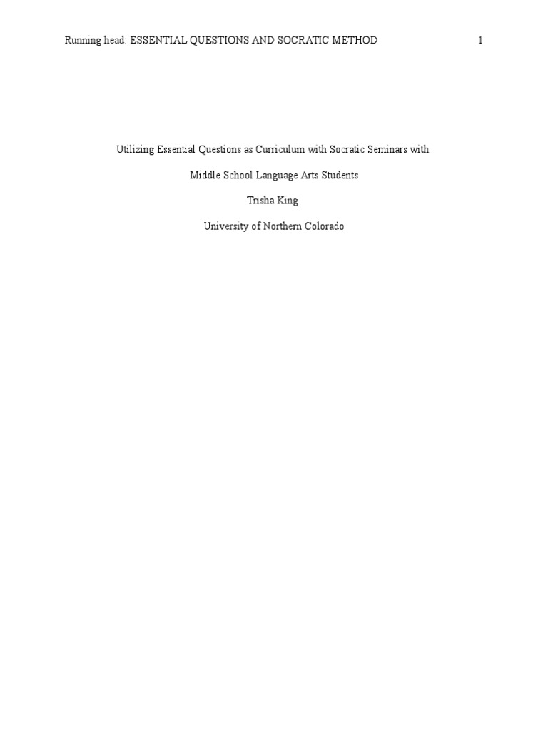 Essential Questions in Socratic Seminars | PDF | Critical Thinking ...