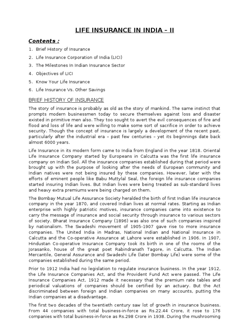 Indian Life Insurance History | PDF | Life Insurance | Insurance