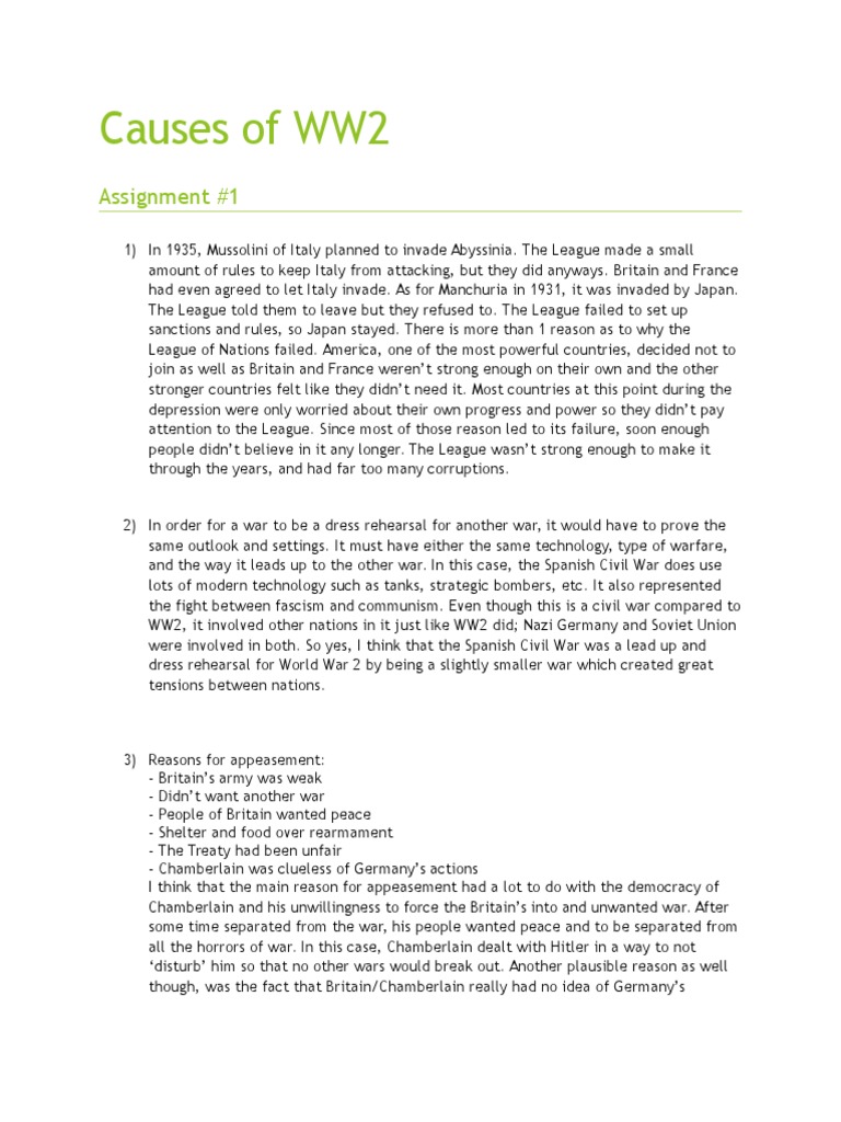 Causes of ww2 | PDF | World War II | Kingdom Of Italy