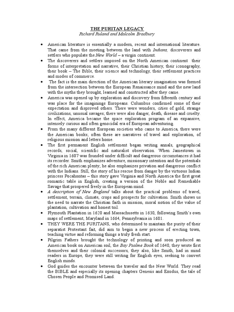 American Lit - The - Puritan - Legacy | Download Free PDF | Puritans ...