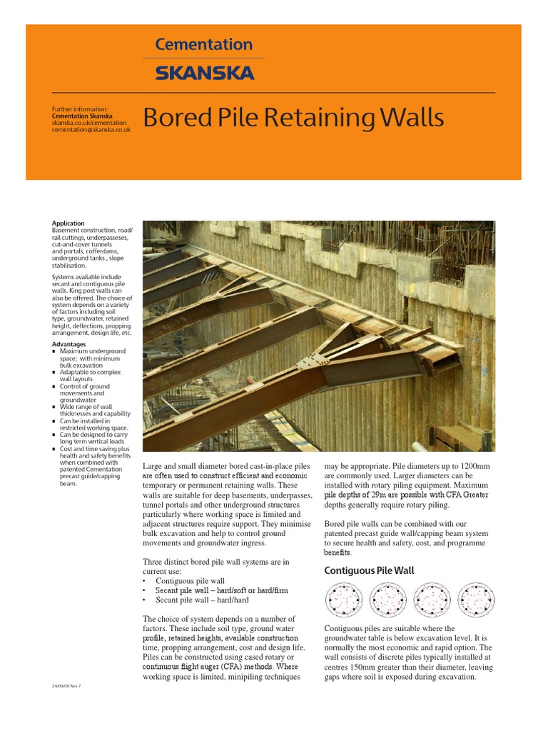 Bored Pile Retaining Walls | PDF | Deep Foundation | Building Engineering