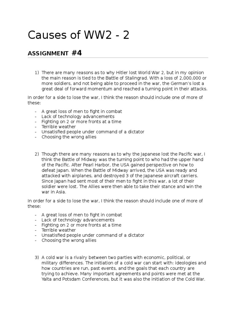 Key Reasons for WWII Losses | PDF | History | Politics