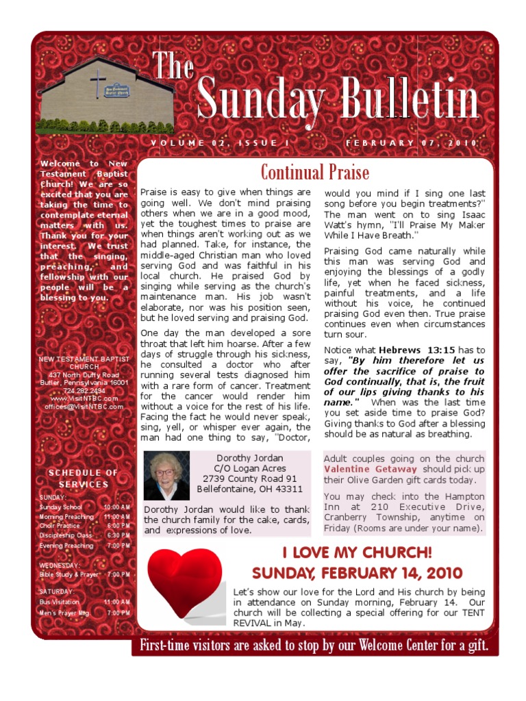 The Sunday Bulletin | PDF | Salvation | Jesus