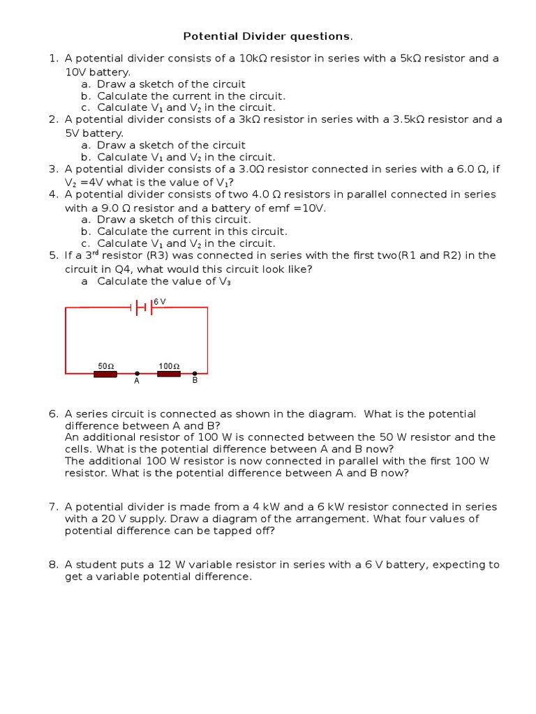 Potential Divider Questions | PDF