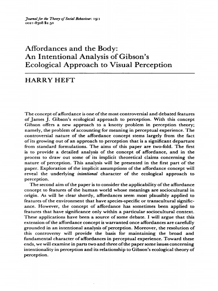 affordance gibson.pdf | Perception | Causality