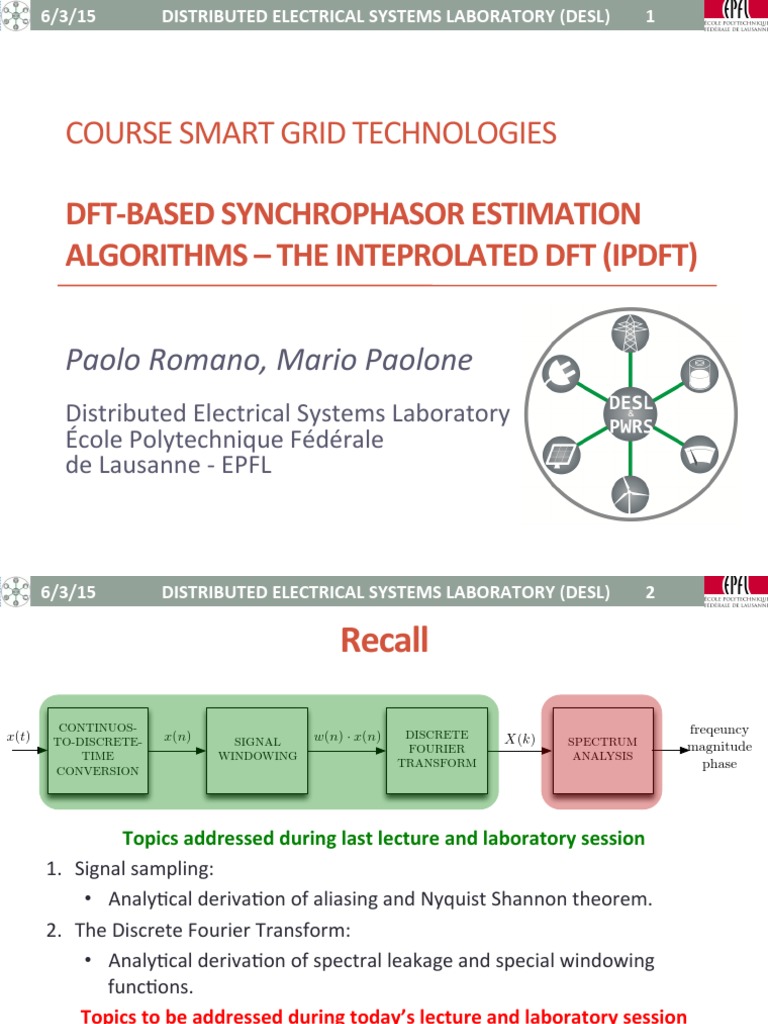 Course Sgt 3 Dft Based Synchrophasor Estimation Algorithms Ipdft