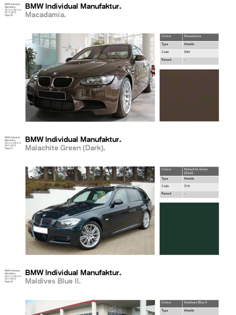 BMW Individual Special Paintwork Collection Guide Part2 | PDF | Paint ...