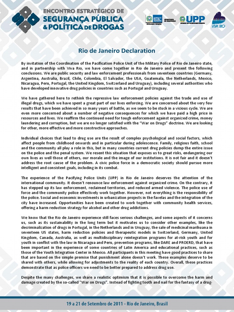 Rio Declaration English 20111014 | PDF | Police | Public Sphere