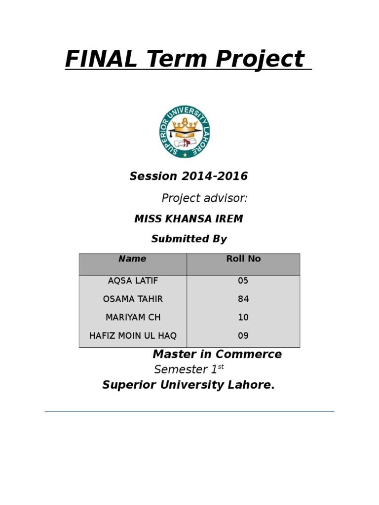 FINAL Term Project: Session 2014-2016 | PDF