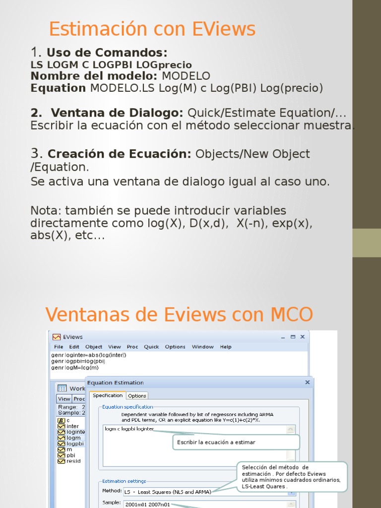Guía de Estimación en EViews | PDF | Multicolinealidad | Econometría