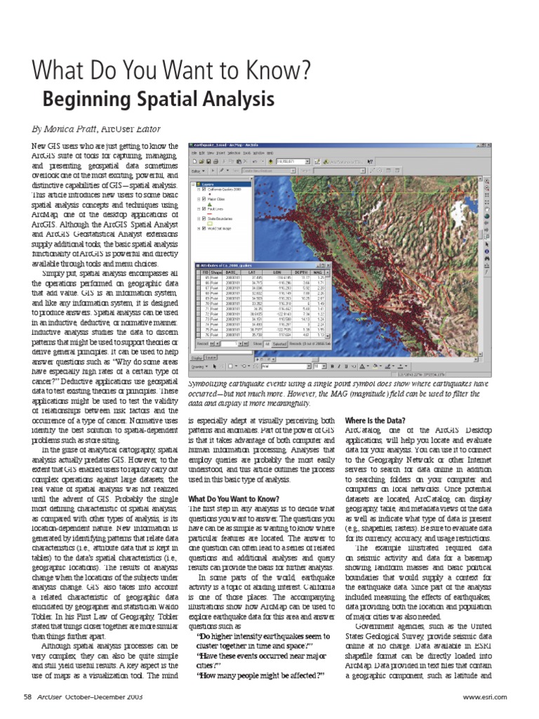Beginning Spatial Analysis | PDF | Arc Gis | Esri