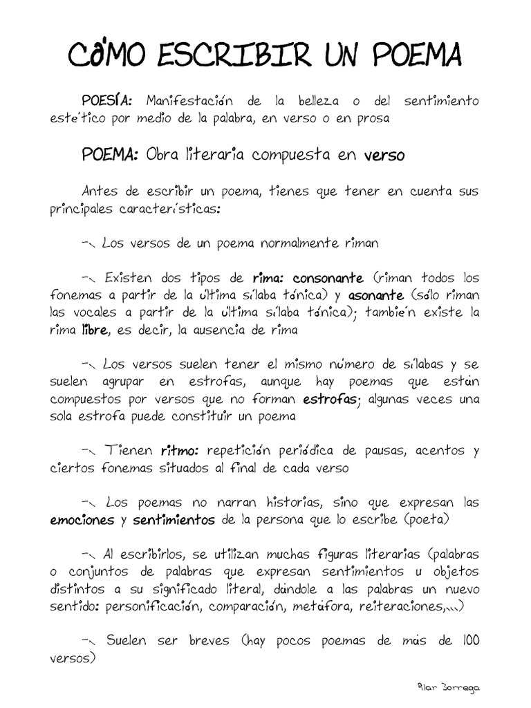 Como Escribir Un Poema | PDF | Rima | Poesía