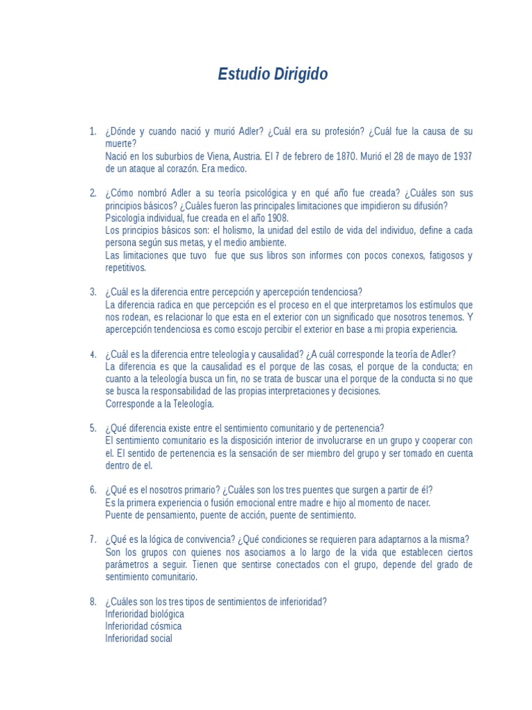 Estudio Dirigido | Descargar gratis PDF | Sicología | Comportamiento