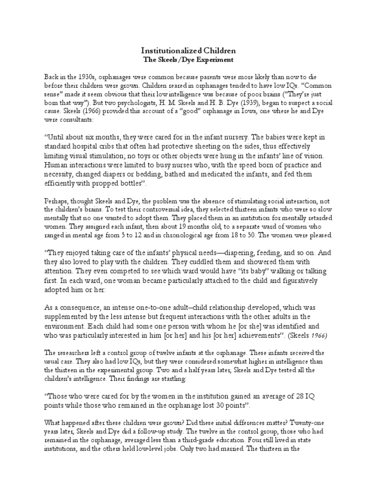 Institutionalized Children | PDF | Infants | Orphanage