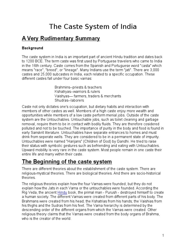 The Caste System of India | PDF | Dalit | Jews