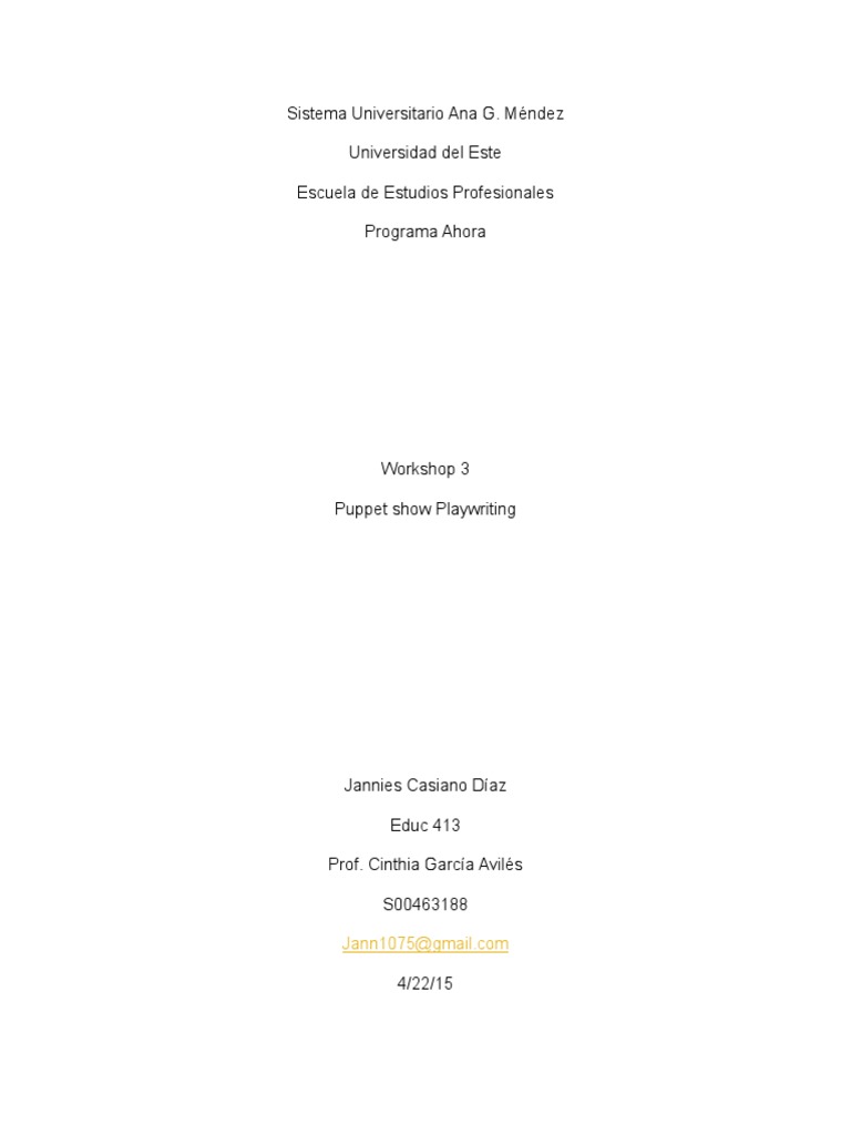 Puppet Show Playwriting Guide | PDF | Language Arts & Discipline