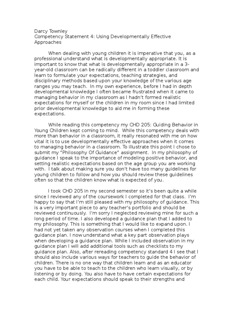 Competency Statement 4-Revised | PDF | Behavioural Sciences | Education ...