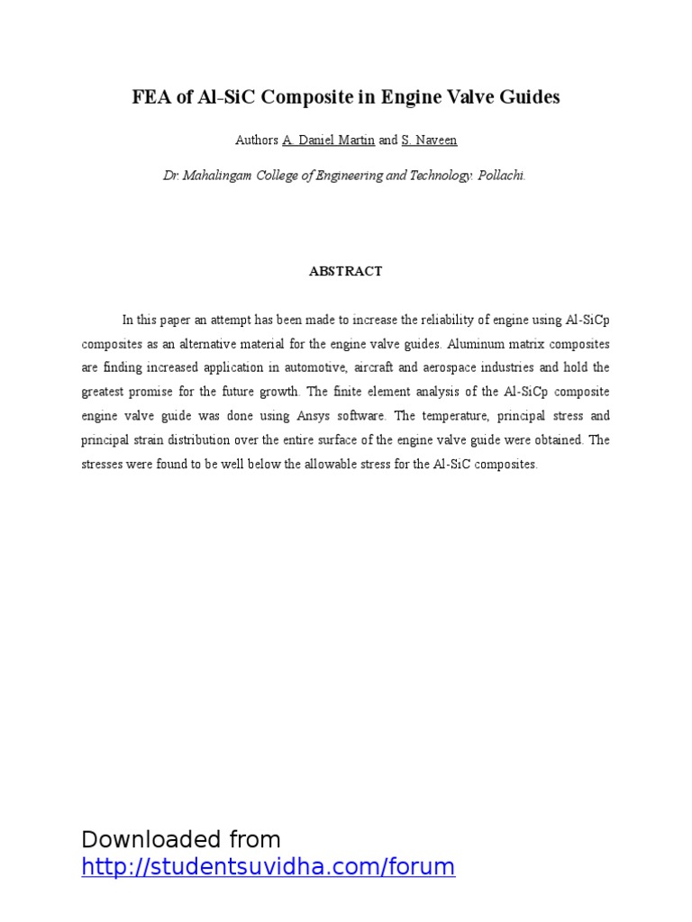 FEA of Al-SiC Composites in Valve Guides | PDF | Composite Material ...