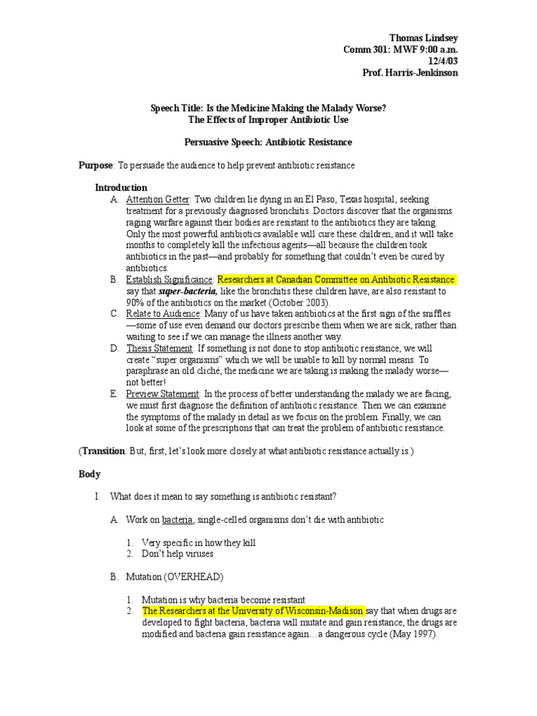 Sample Outline Antibiotics | Antimicrobial Resistance | Antibiotics