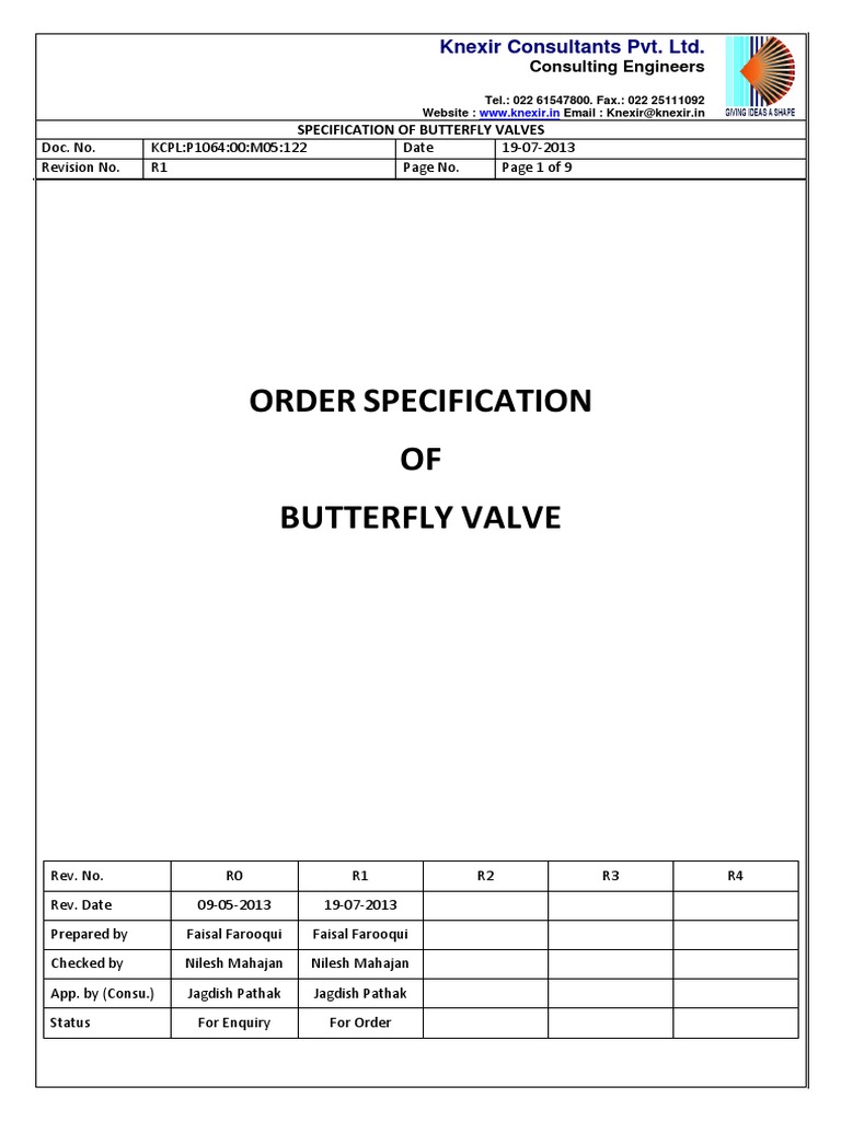 P1064-00-M05-122-R1 - Butterfly Valve | PDF | Valve | Gas Technologies