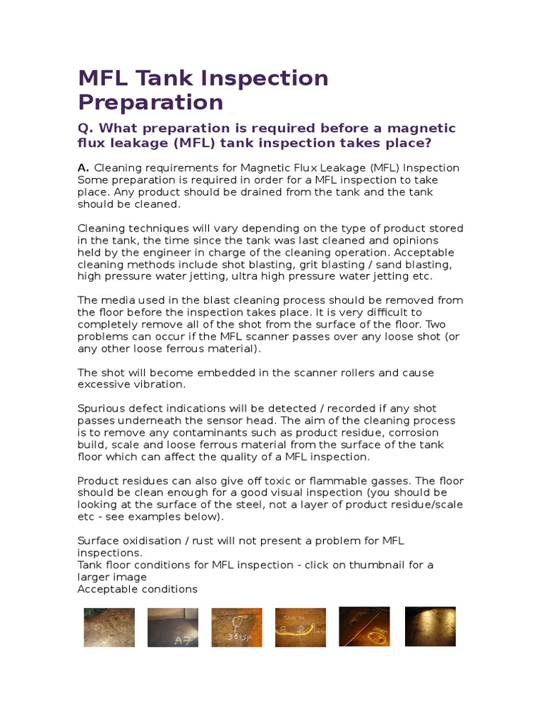 MFL Tank Inspection Preparation Guide | PDF | Materials | Mechanical ...