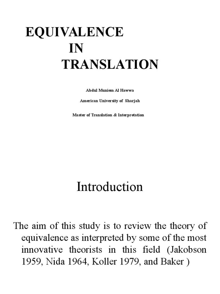 Translation Equivalence Theory | PDF | Translations | Word