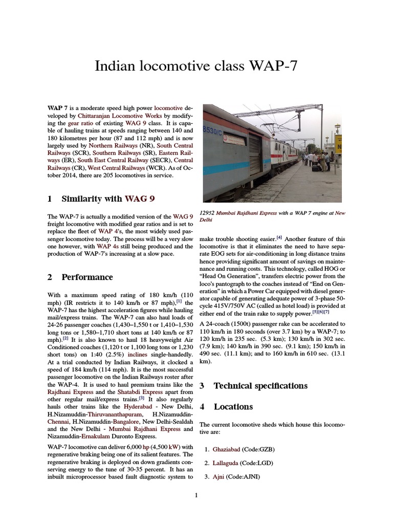 Indian Locomotive Class WAP-7 | PDF | Rail Transport | Locomotives