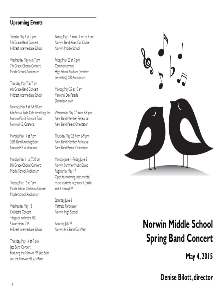 NMS Band Concert Program 2015-05-04 | PDF | Orchestras | Music Education
