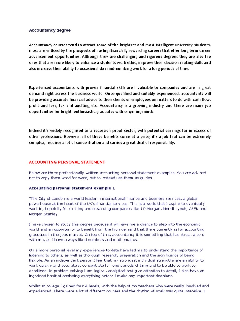 How To Write A Personal Statement For Accounting And Finance