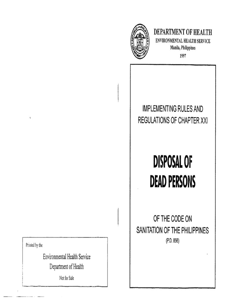 IRR of PD 856 Sanitation Code - Disposal of Dead Persons | PDF