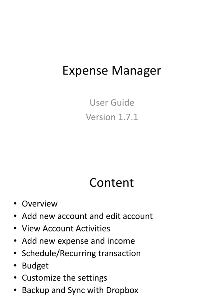 Expense Manager User Guide | PDF | Comma Separated Values | File Format