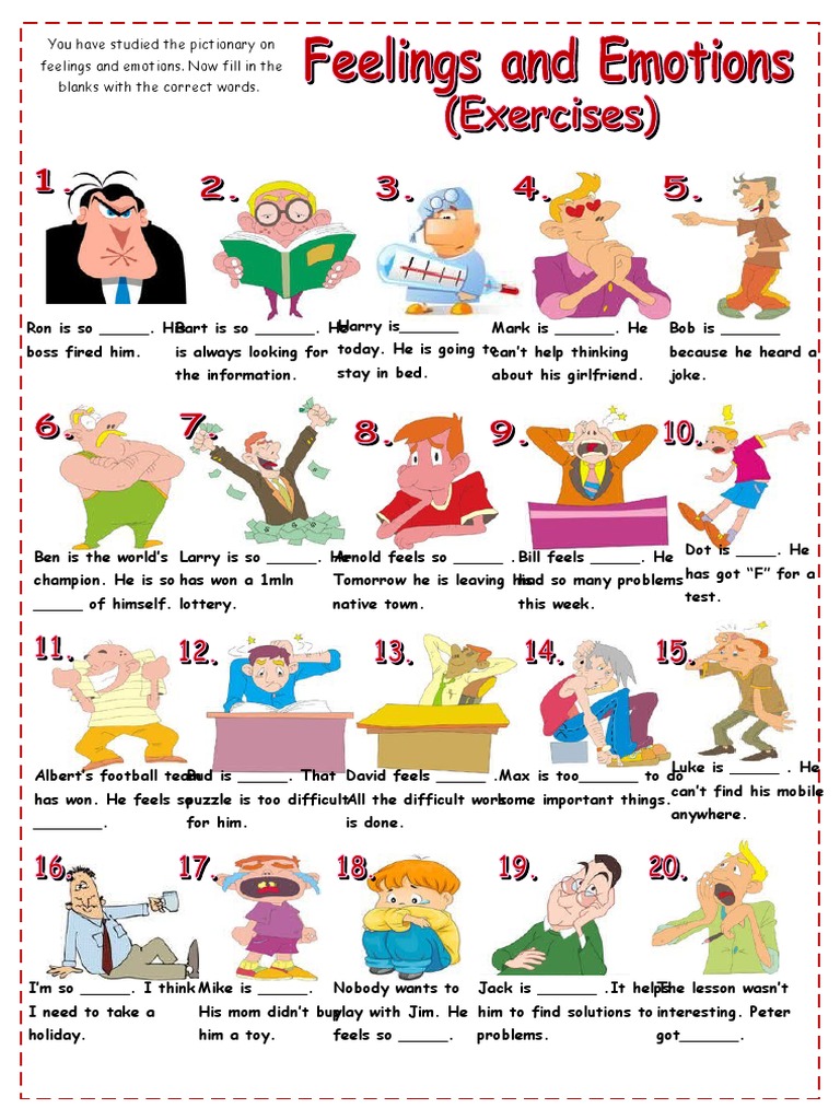 Fill-in-the-Blank Emotions Worksheet | PDF | Games & Activities