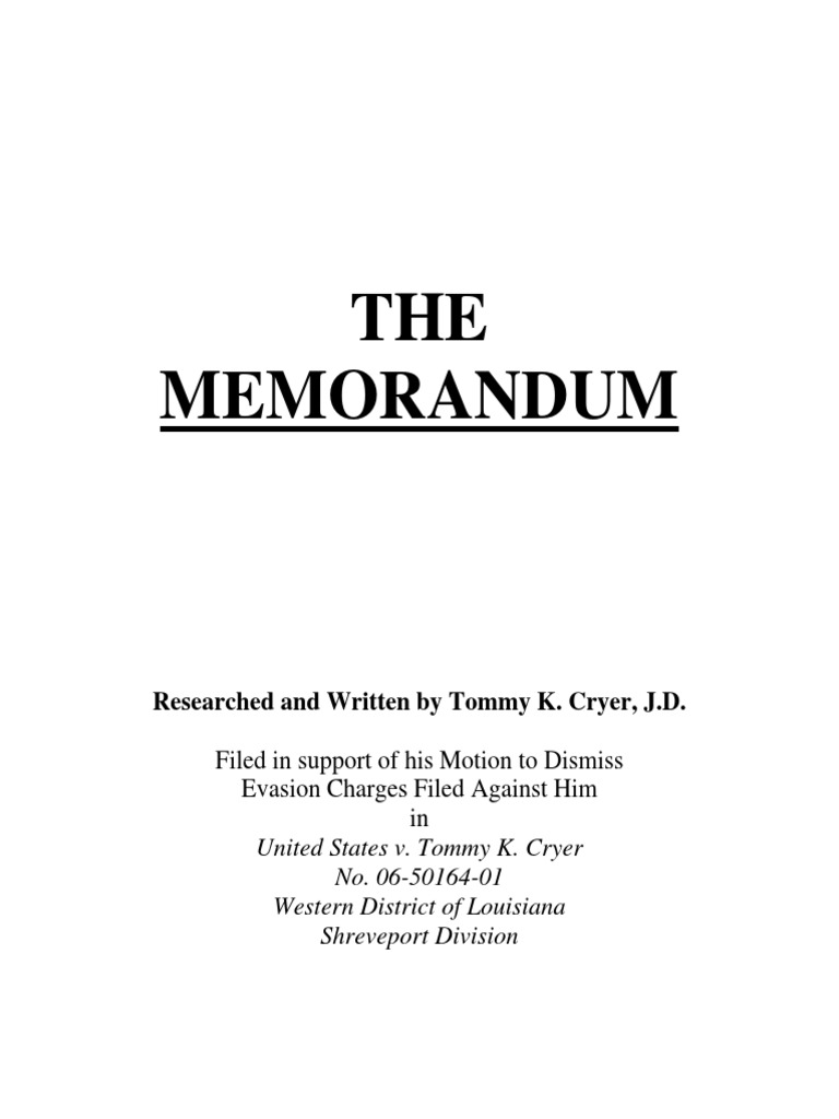 Tommy Cryer Memorandum | PDF | Law
