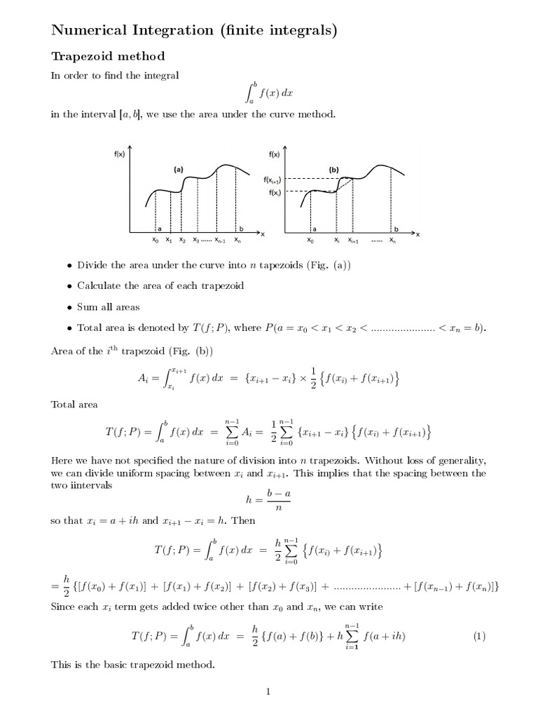 Numerical Integration (Nite Integrals) : Trapezoid Method | PDF ...