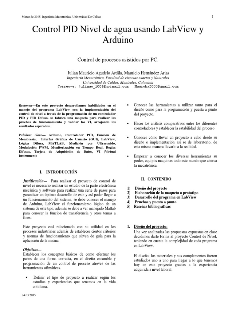 Articulo Control de Nivel PDF | PDF | Arduino | Ingeniería