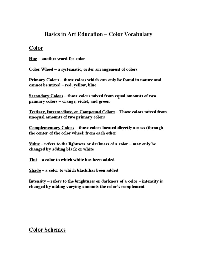 Color Vocabulary | PDF | Poetry | Art