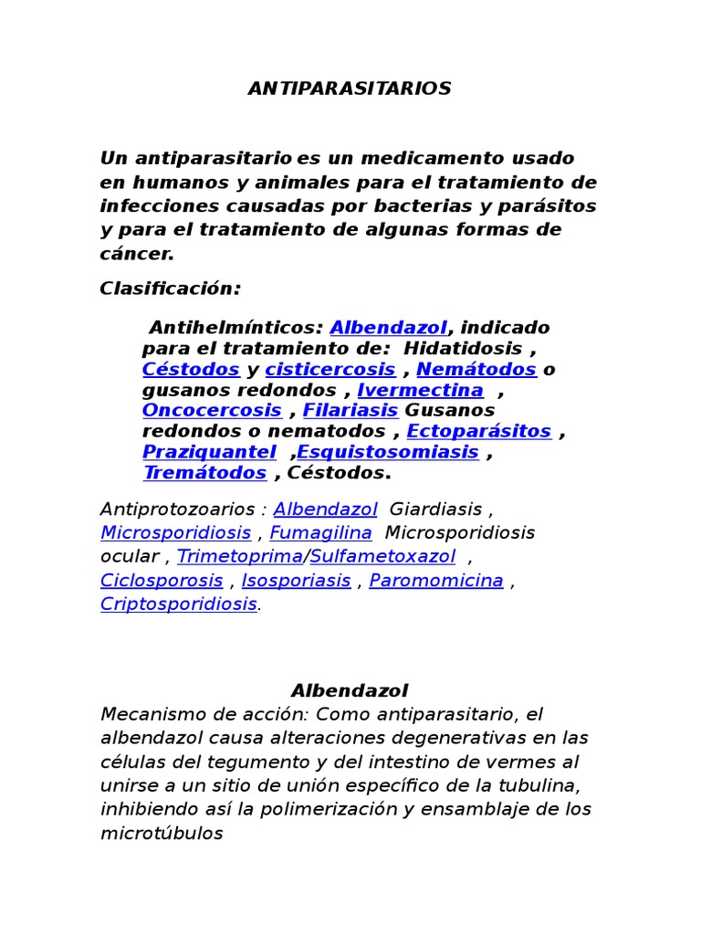 Un Antiparasitario Es Un Medicamento Usado en Humanos y Animales para ...