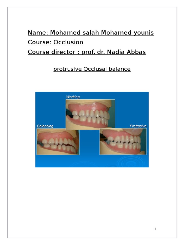 Protrusive Occlusal Balance | PDF | Science & Mathematics