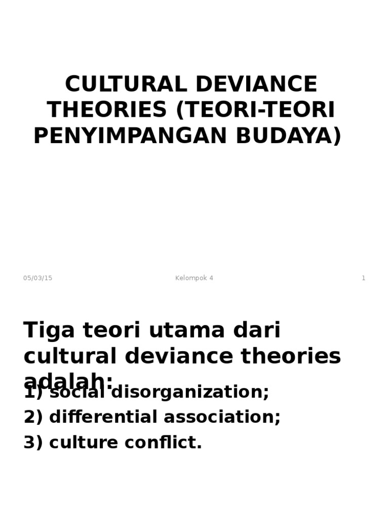 Kriminologi Cultural Deviance Theories Teori Teori Penyimpangan Budaya | PDF