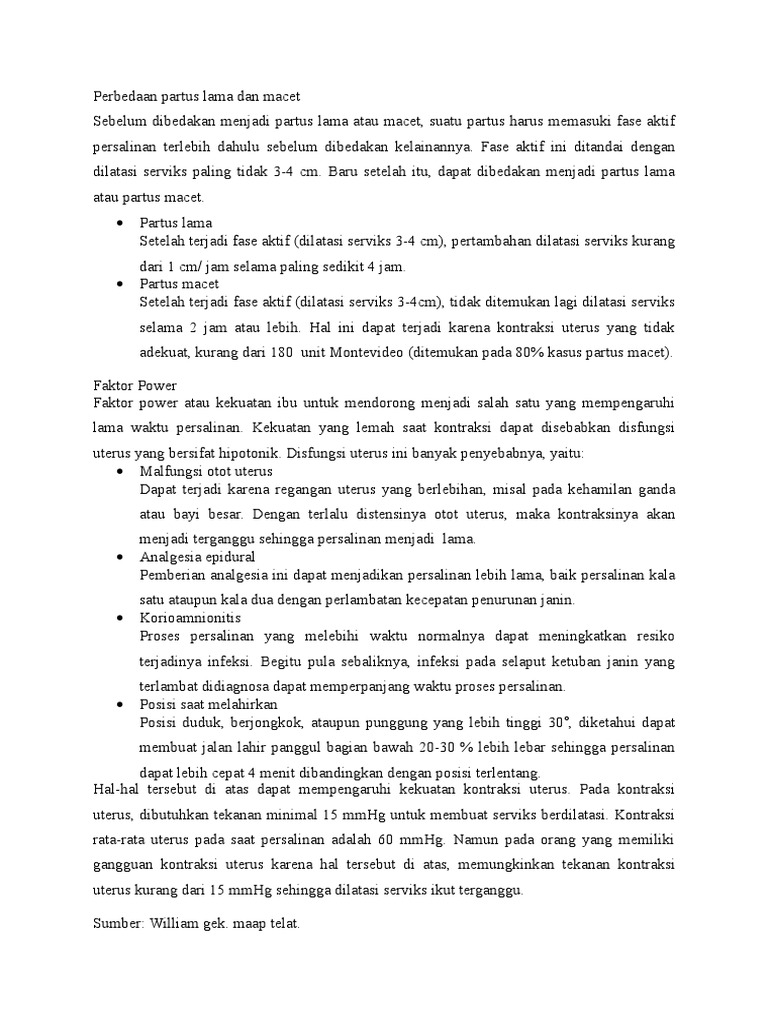 Perbedaan Partus Lama Dan Macet | PDF | Kesehatan Holistik