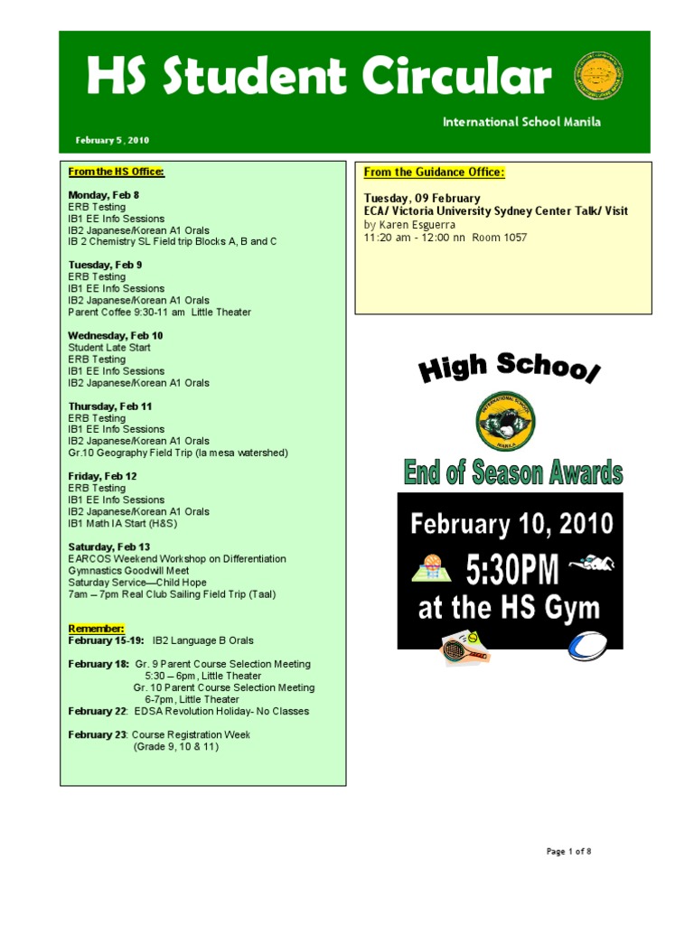 Student Circular Feb 5 | PDF | Basketball Positions | Sports