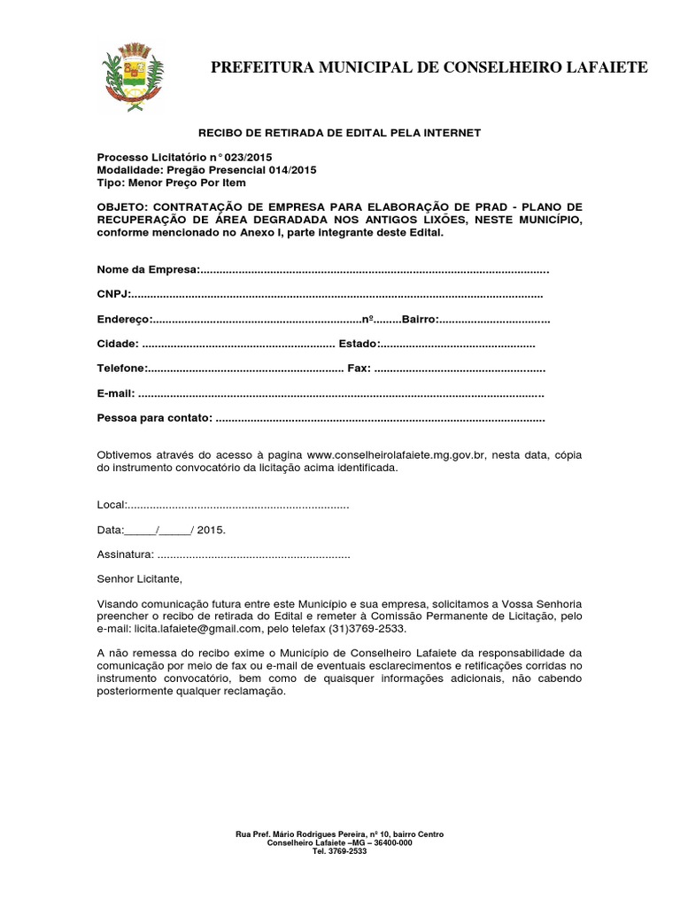 Exemplo de Edital | Lei Estatutária | Business