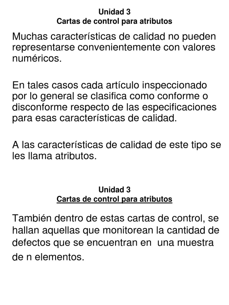Cartas de Control para Atributos | PDF | Muestreo (Estadísticas) | Estadísticas